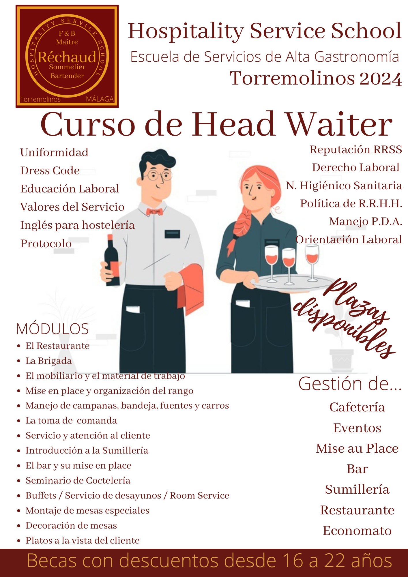 Curso de Camarero Profesional – Réchaud. Hospitality Service School.